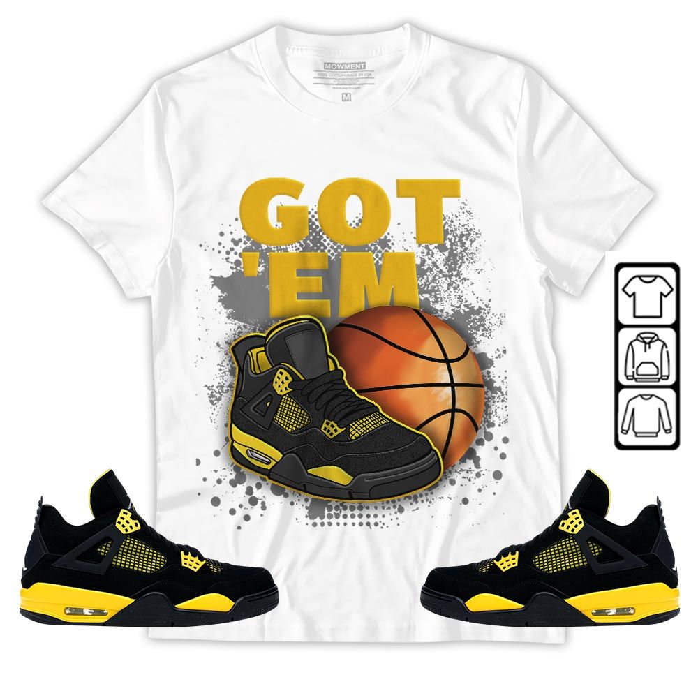 GOTEM BALLS Sneaker Shirt Match 2023 Thunder 4s, Jordan Retro 4 Thunder ...